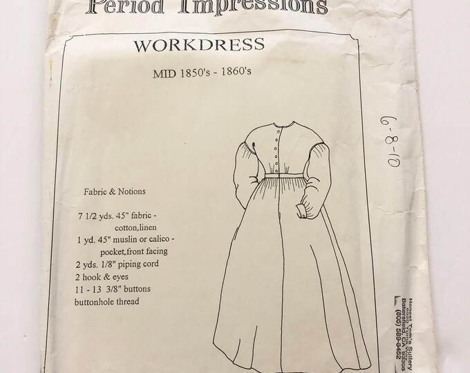 1990s Period Impressions 453 Work Dress, Mid 1850s-1860s Historical ...