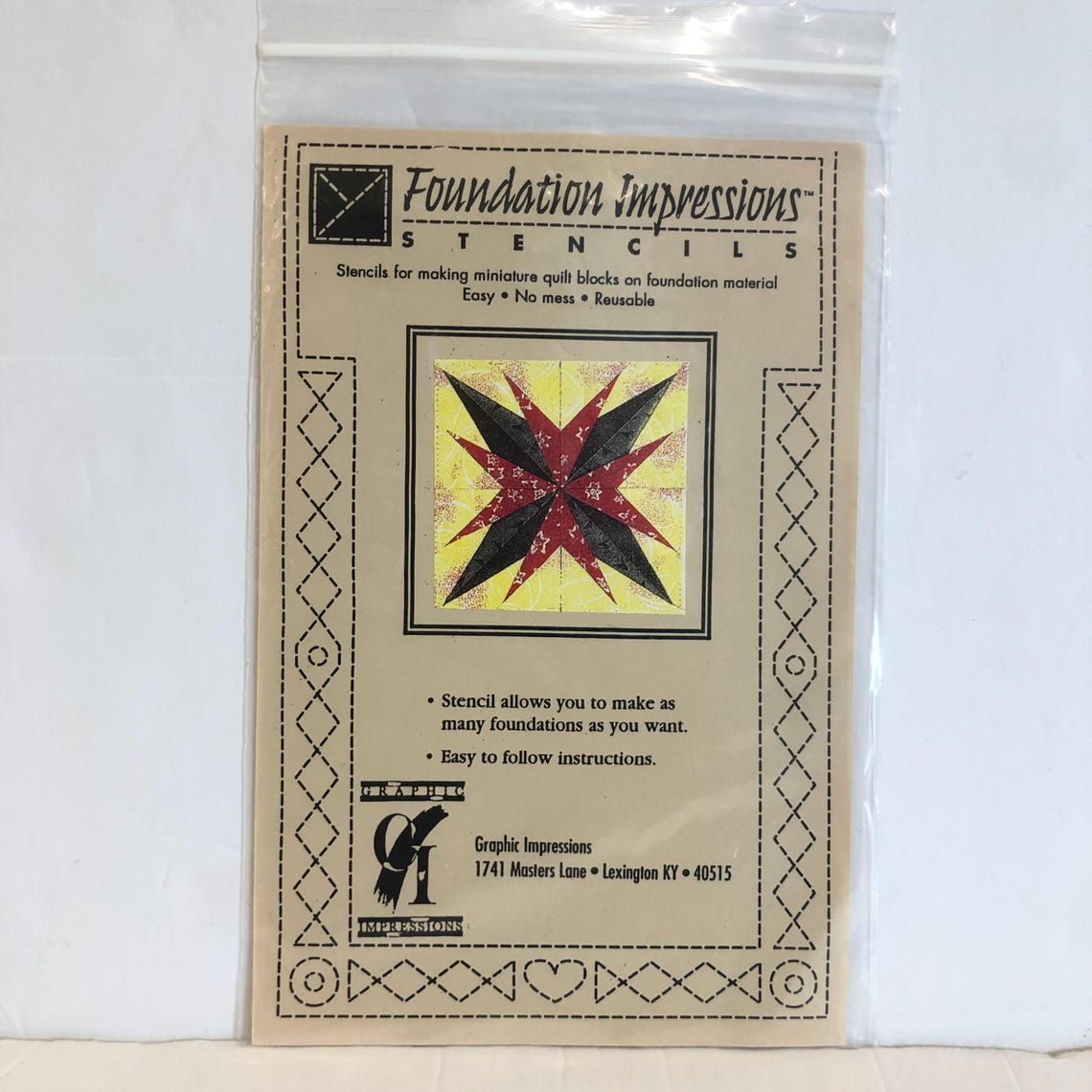 Mariners Compass - Quilt Pattern Stencil, Foundation Impressions 1994 ...