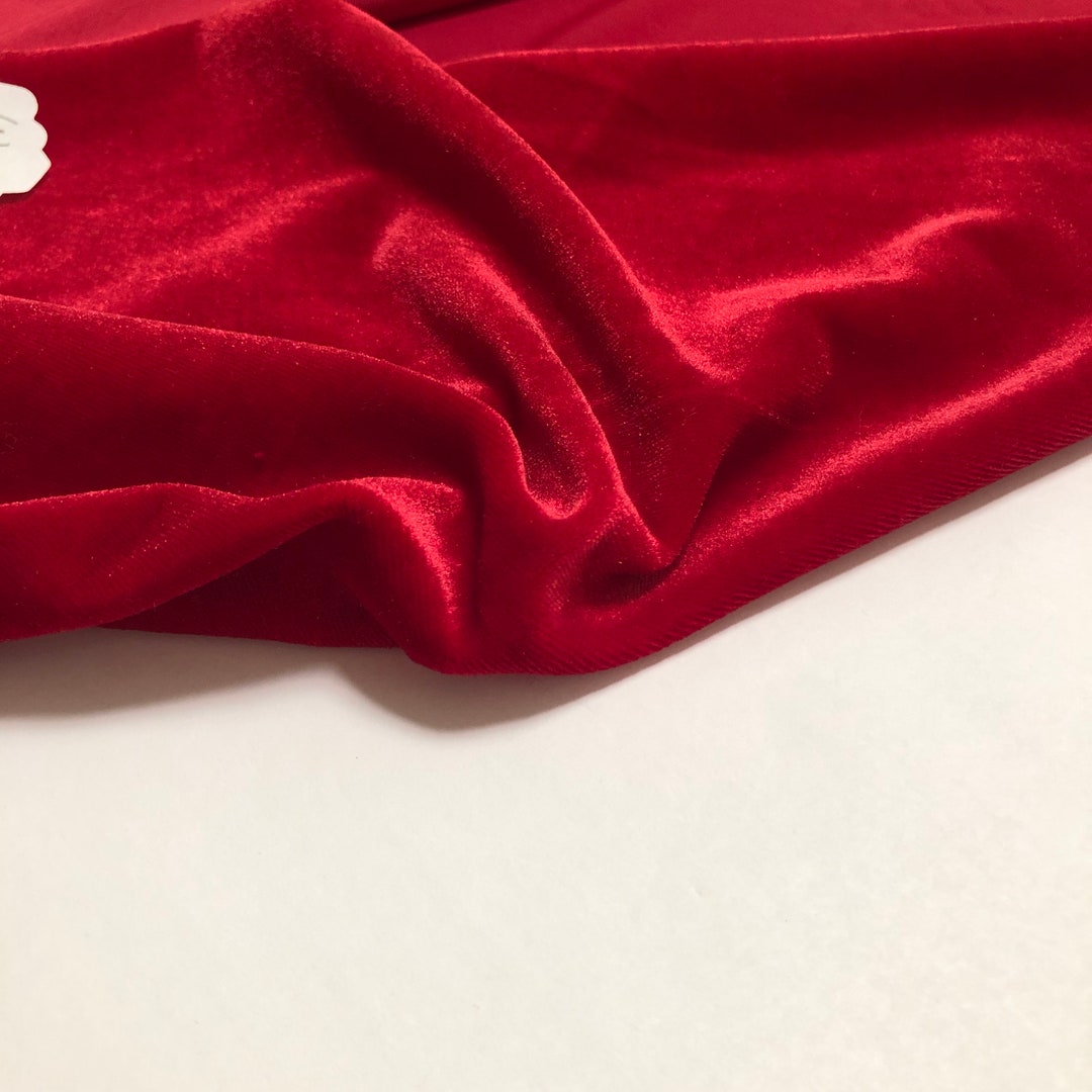 Red Velvet Stretch Knit Fabric, Lightweight Velvet Spandex De-stash ...