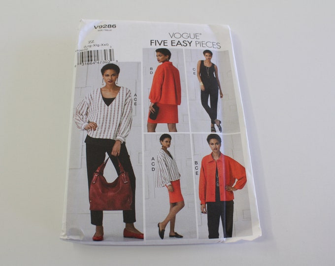 Vogue Sewing Pattern V9286, 5 Easy Pieces, Misses' Tops, Skirt, Jacket ...
