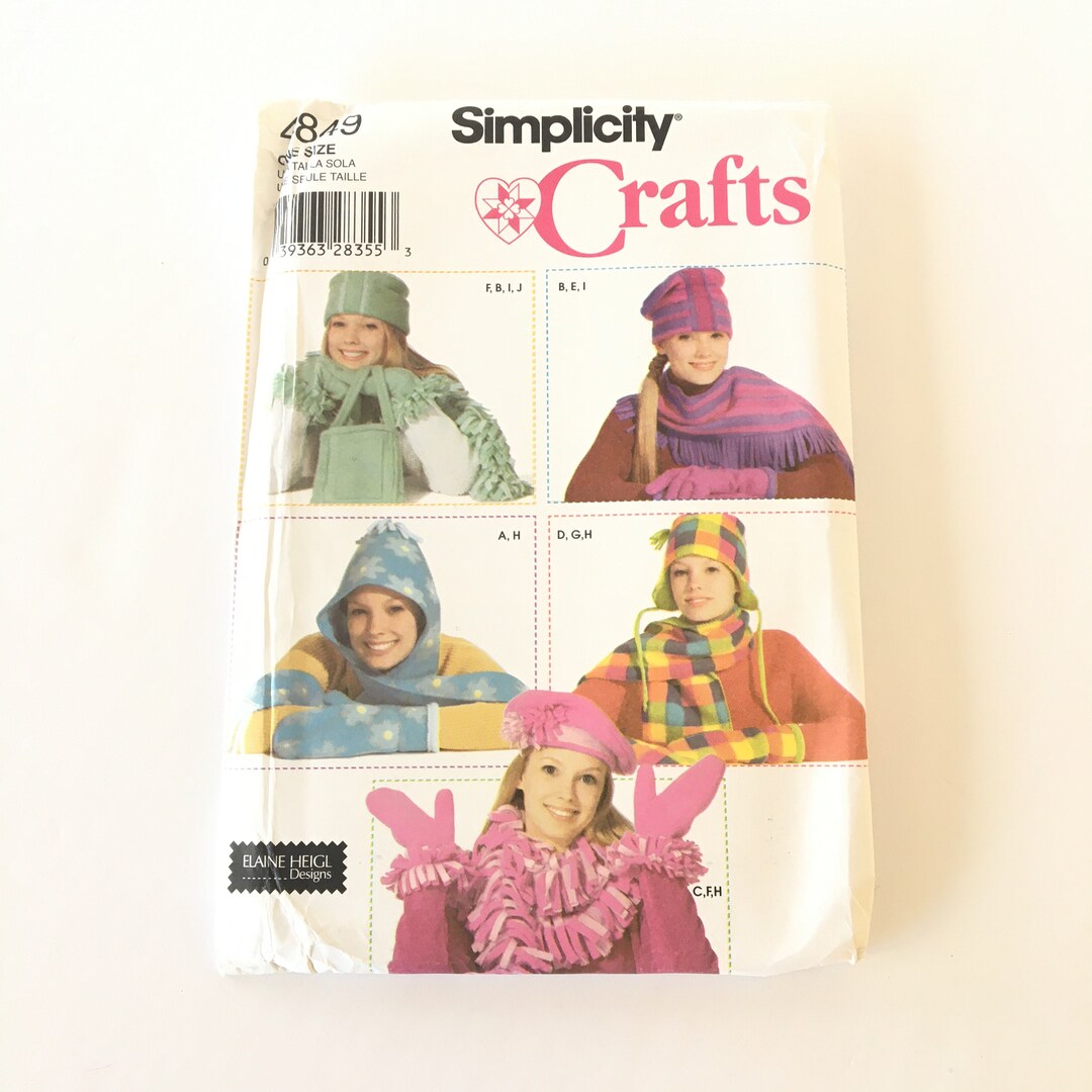 DIY Fleece Hat Scarf and Mittens Sewing Pattern, Complete Uncut Factory ...