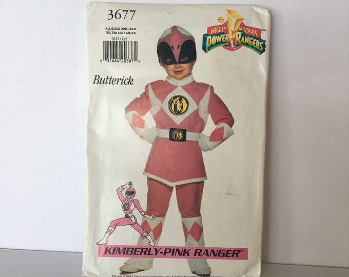 90s Child's Kimberly-pink Power Ranger Costume Pattern Iron-on Transfer ...