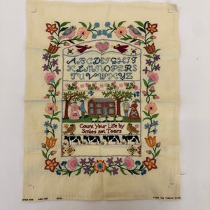 18x13.5 Vintage Floral Farmhouse Alphabet Embroidery Sampler ...