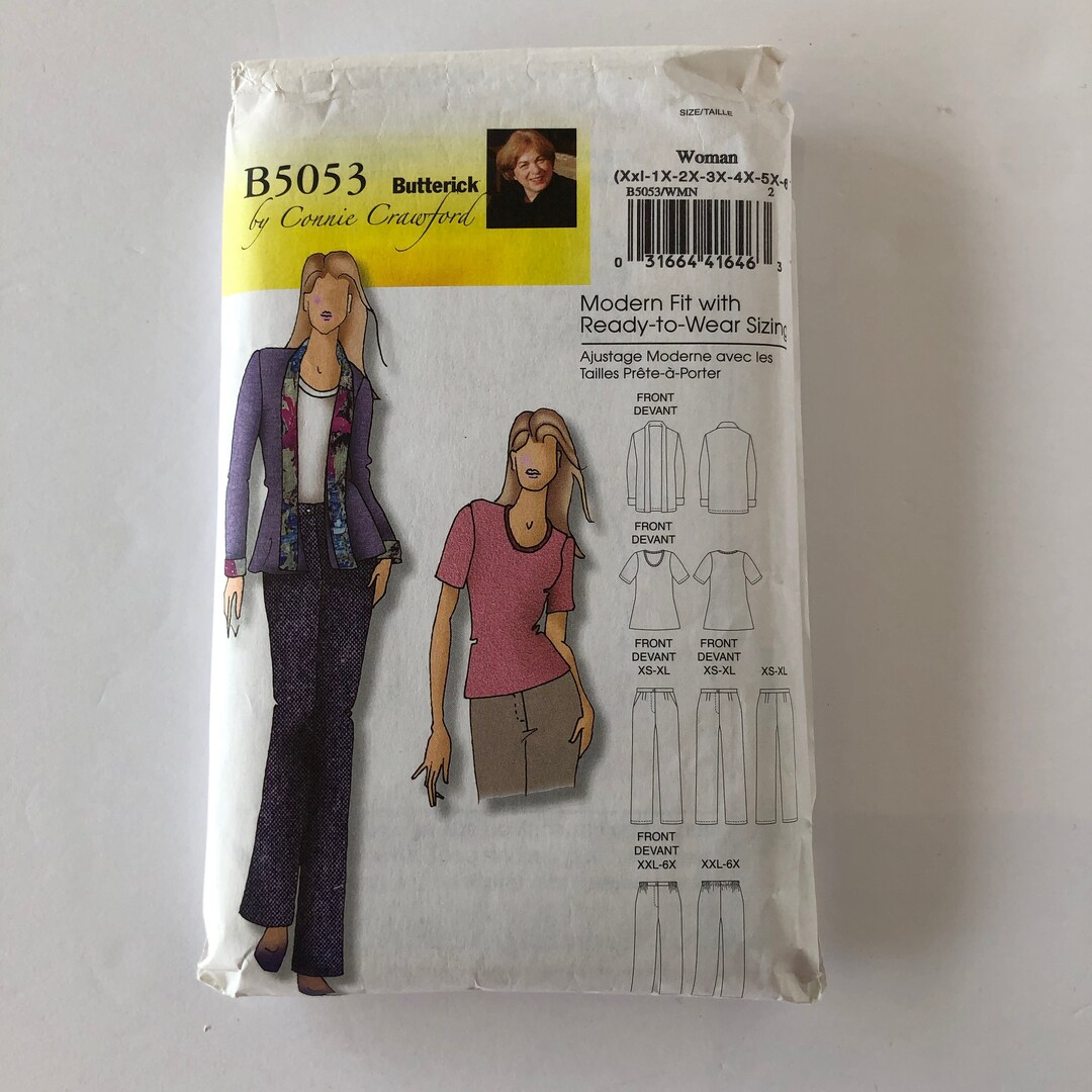 Butterick Plus-sized Sewing Pattern B5053, Jacket Blouse & Pants, by Connie Crawford, Size XXL ...