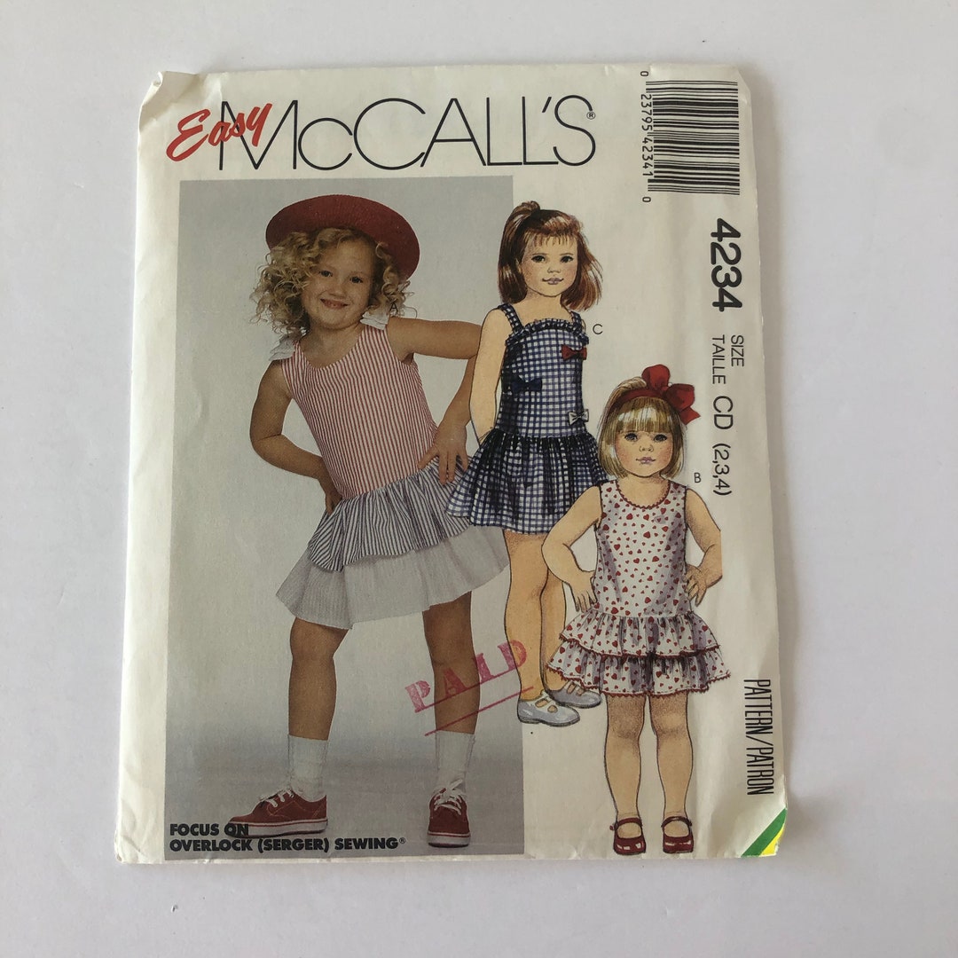 Vintage 1990's Children's Dress Pattern, Mccall's 4234, Children's ...