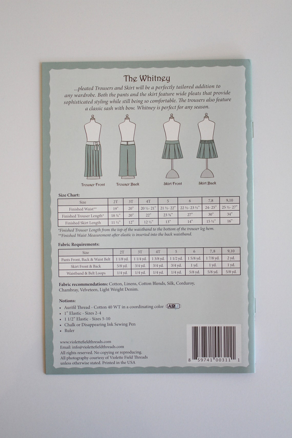 Violette Fields Threads Patten Whitney - Etsy