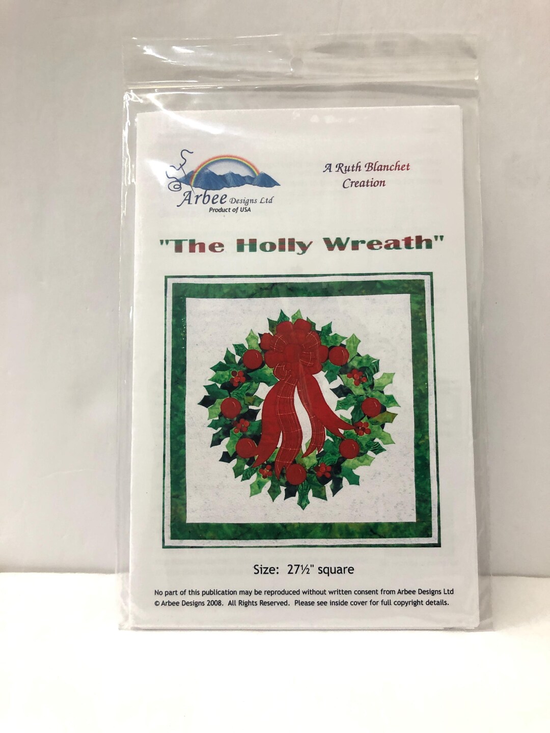 The Holly Wreath Quilt Pattern for Arbee Designs by Ruth Blanchet ...