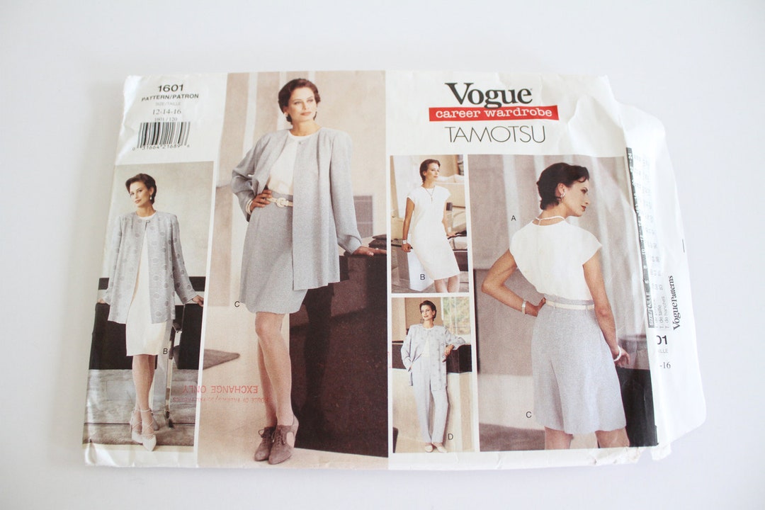 Vogue 1601 Tamotsu Sewing Pattern, Career Wardrobe Separates, Size 12 ...