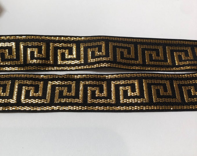 Black & Gold Greek Meander Pattern Ribbon, Greek Versace Style Motif ...