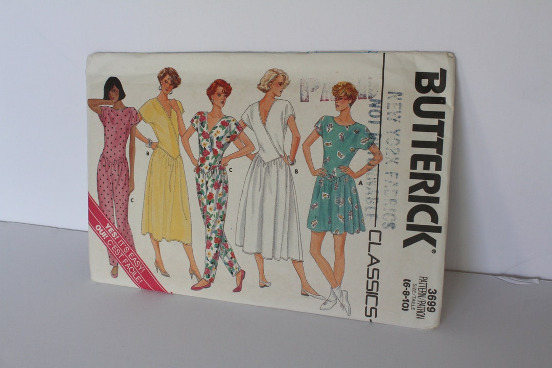 Vintage 80's Butterick Classics Dress Pattern, Vintage Butterick 3699 ...