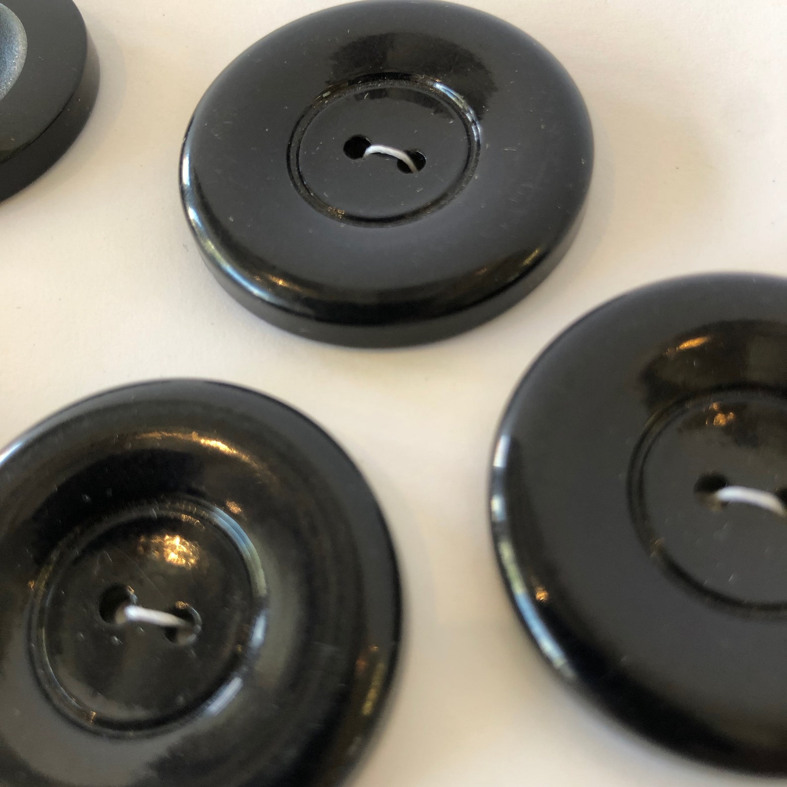 5 Assorted Vintage Black Plastic Medium Size Buttons, All Are Two Hole ...