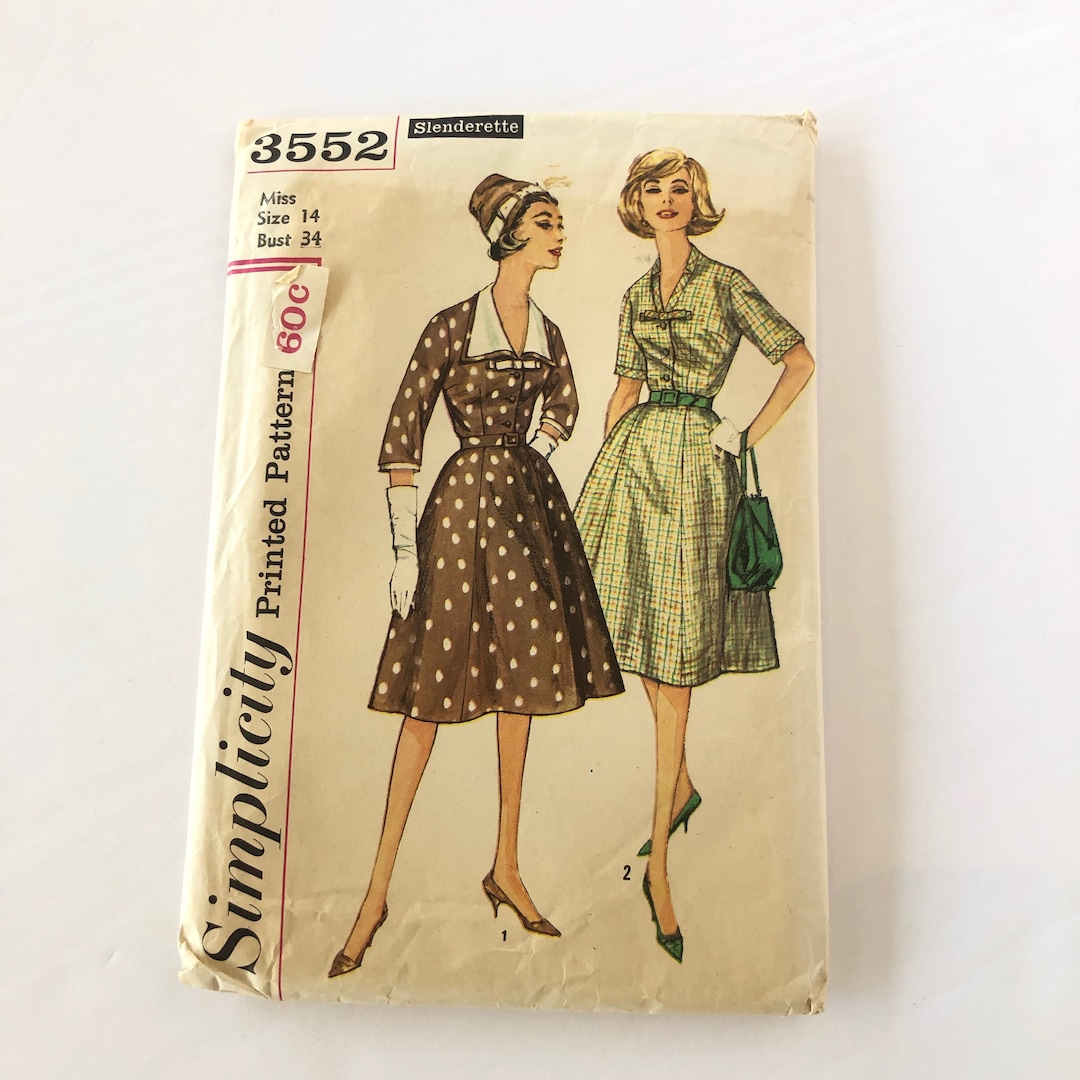 Vintage 1950's Dress Pattern, Simplicity 3552, Vintage Dress Pattern ...