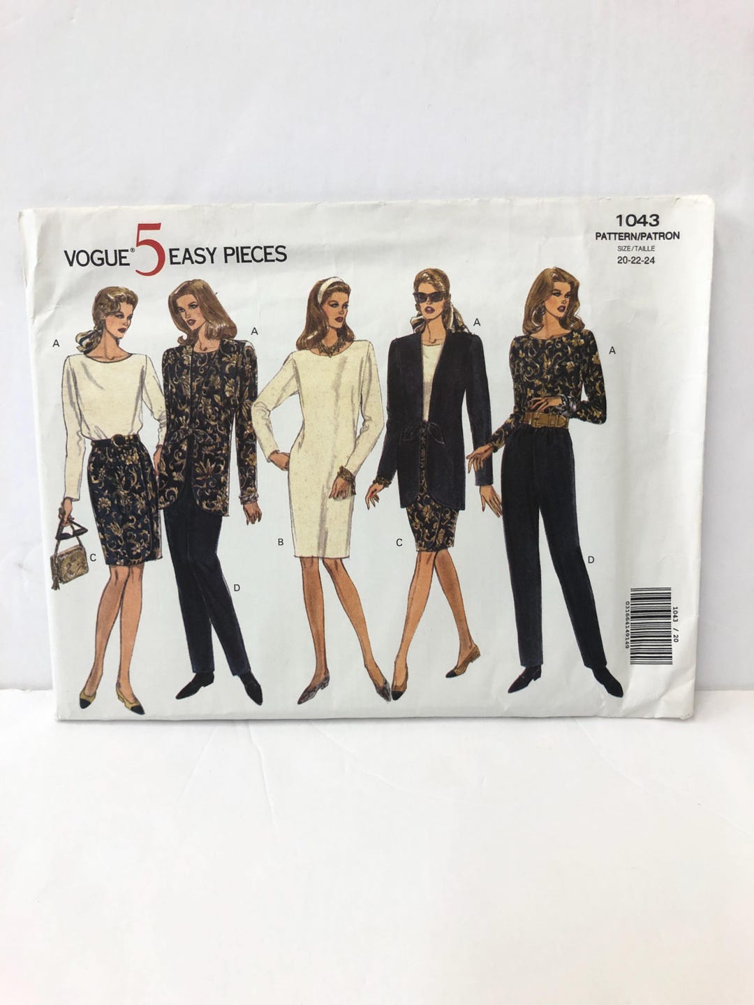 Vogue 1043 Vintage 90s Sewing Pattern, Petite Jacket Dress Top Skirt ...
