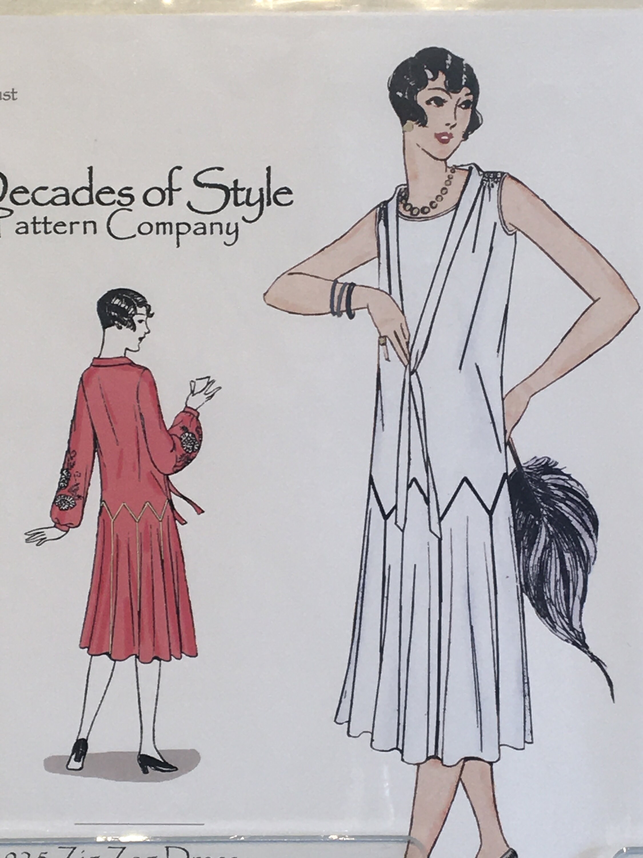 1920's Zig Zag Dress, Decades of Style #2502B, Paper Repro Sewing ...