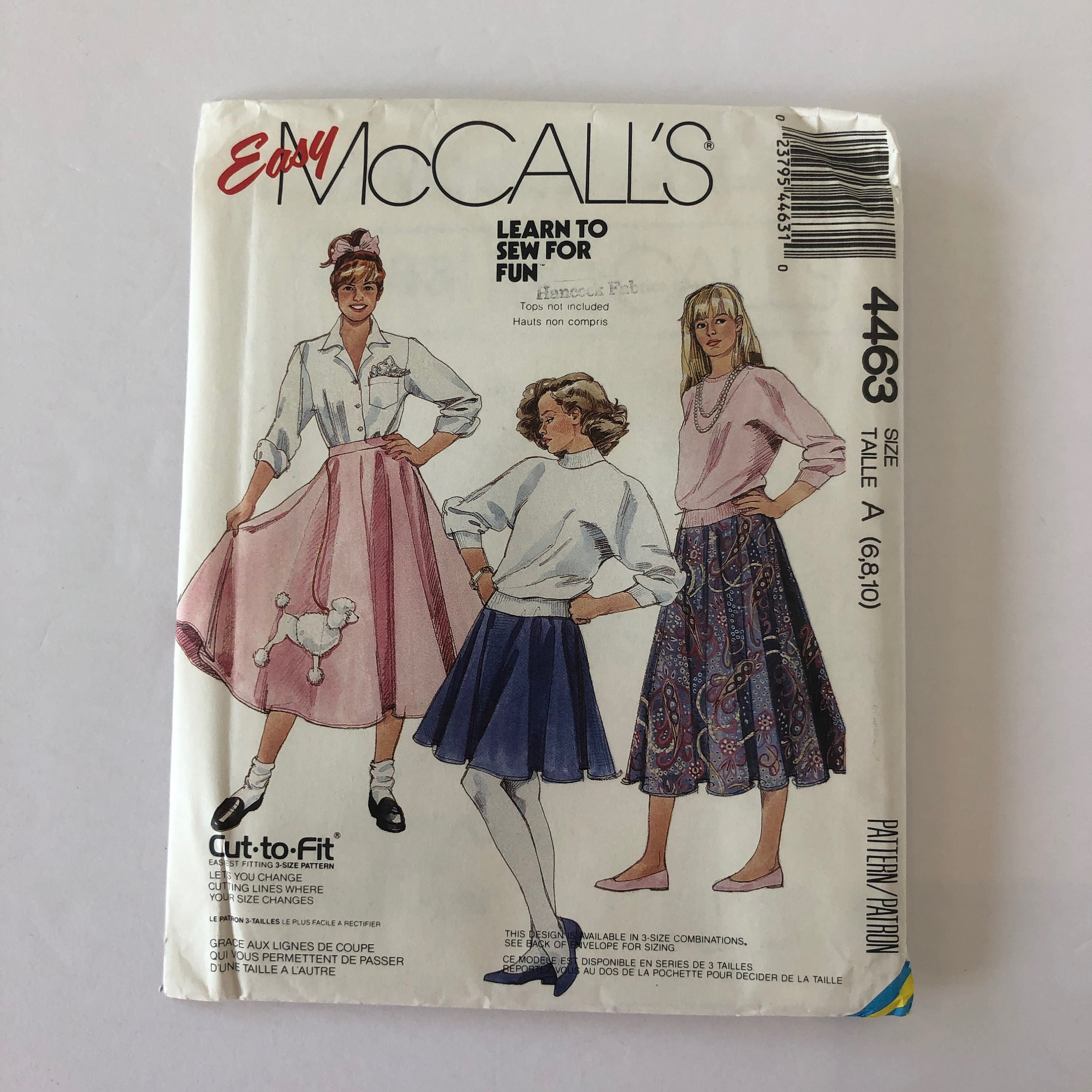 Vintage Circle Skirt Pattern, Mccall's 4463, Poodle Skirt Pattern ...