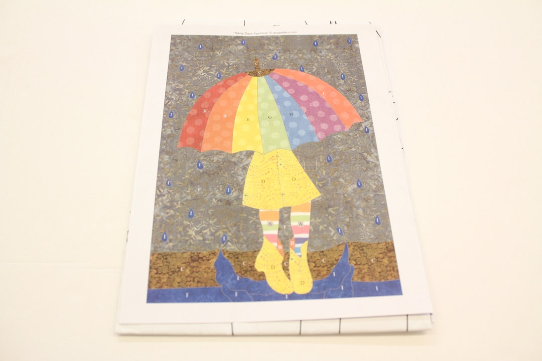Rainy Days Applique Quilt Pattern, Girl Under and Umbrella Quilt ...