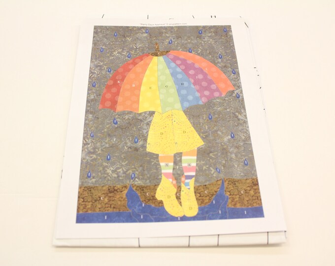 Rainy Days Applique Quilt Pattern, Girl Under and Umbrella Quilt ...