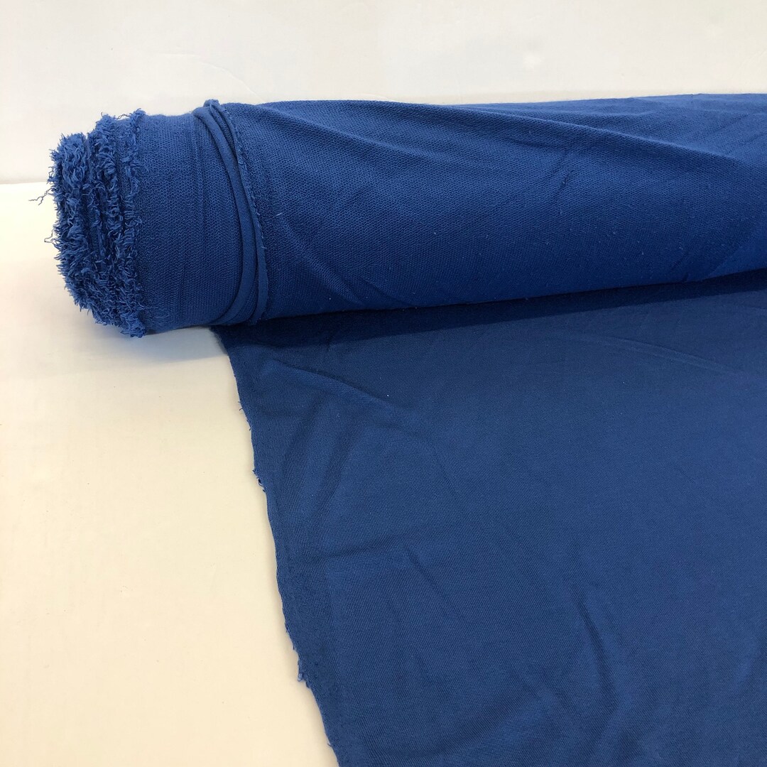 Blue Loopback French Terry Jersey Fabric, Lightweight Stretch Jersey ...