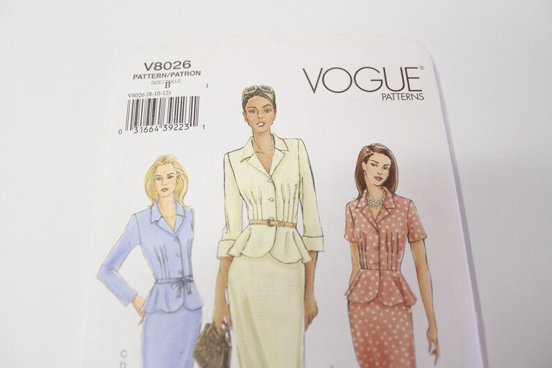 Vogue V8026 Top and Skirt Sewing Pattern Vogue V8026 Peplum - Etsy