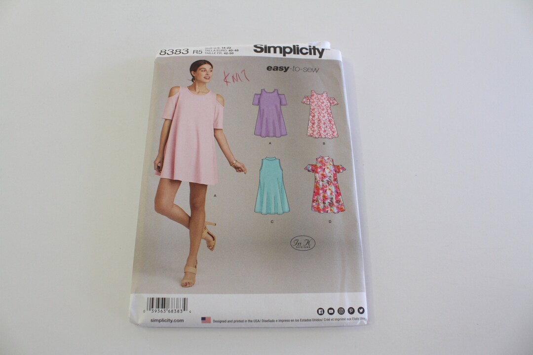 Simplicity 8383 Cold Shoulder Knit Dress Pattern, Open Shoulder Knit ...