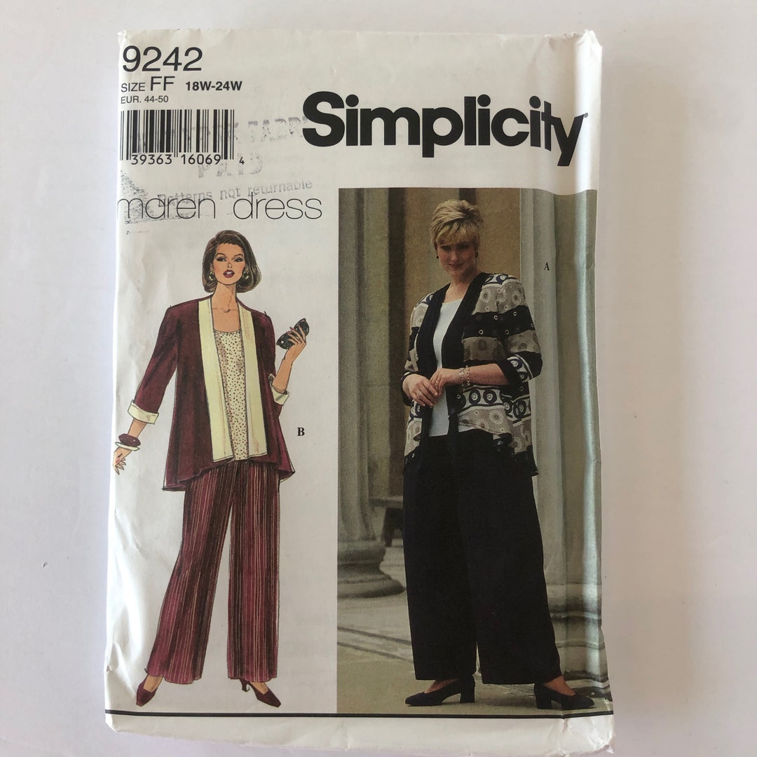 Simplicity Plus-sized Sewing Pattern 9242, Jacket Top and Pants, Maren ...