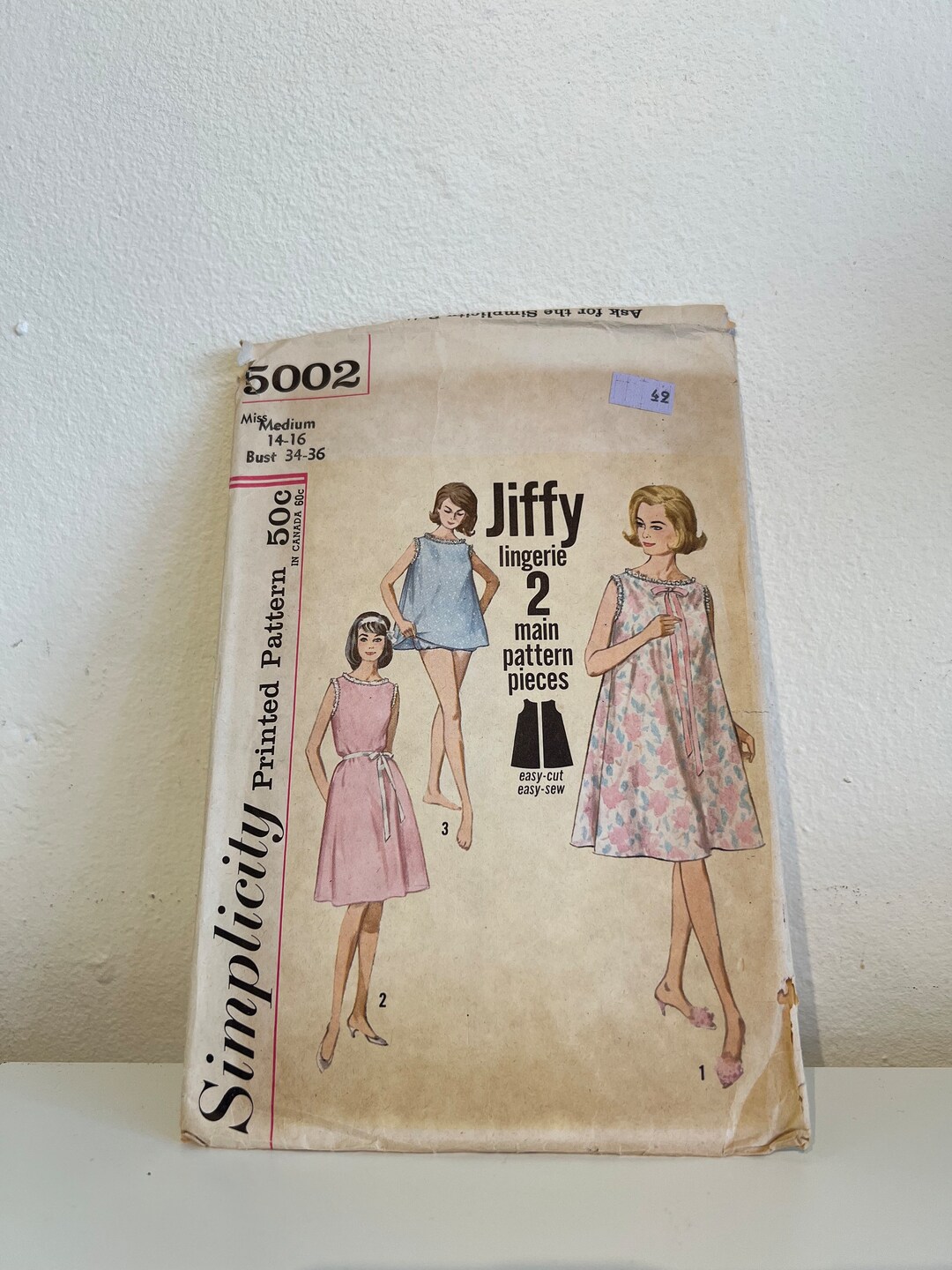 Vintage Simplicity Pattern 5002, Misses' Jiffy Shift-nightgown Top and ...