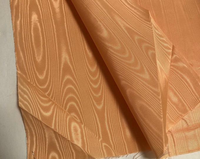 Peach Color Moire Fabric, Pale Pink Synthetic De-stash Remnant Fabric ...