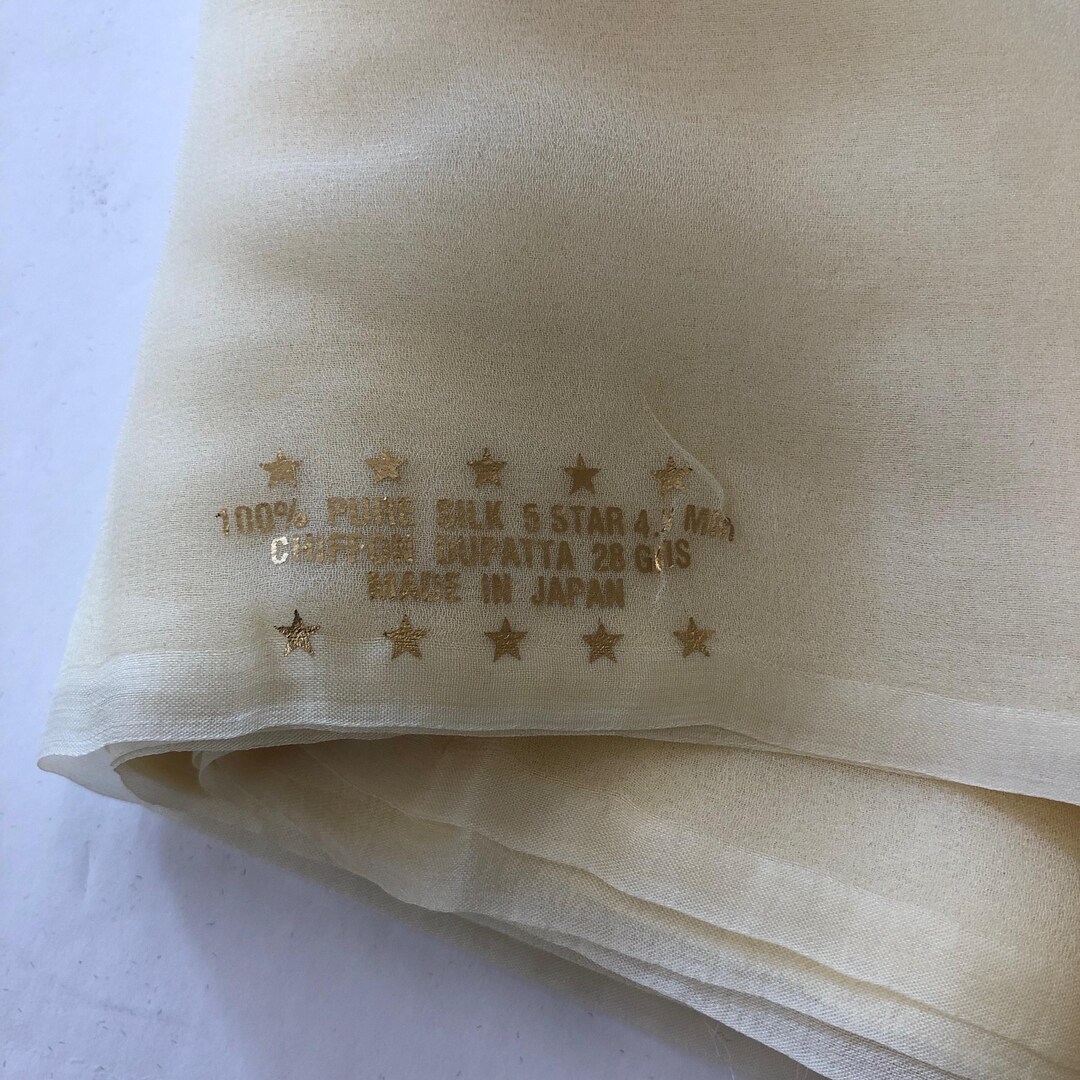 Cream Silk Chiffon. Sheer Silk Fabric. Destash, Japanese Silk, 4 Yards ...