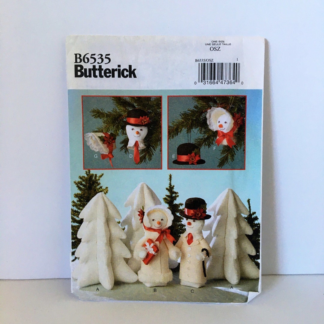 Snowman Trees & Ornaments, DIY Holiday Decorations Sewing Craft Project ...