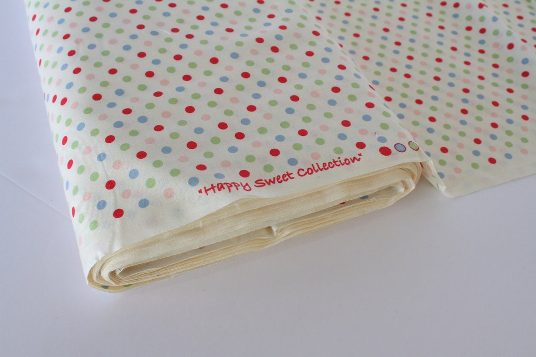 Multi-colored Dot on Cream/natural Cotton Lawn, 100% Cotton Lawn ...