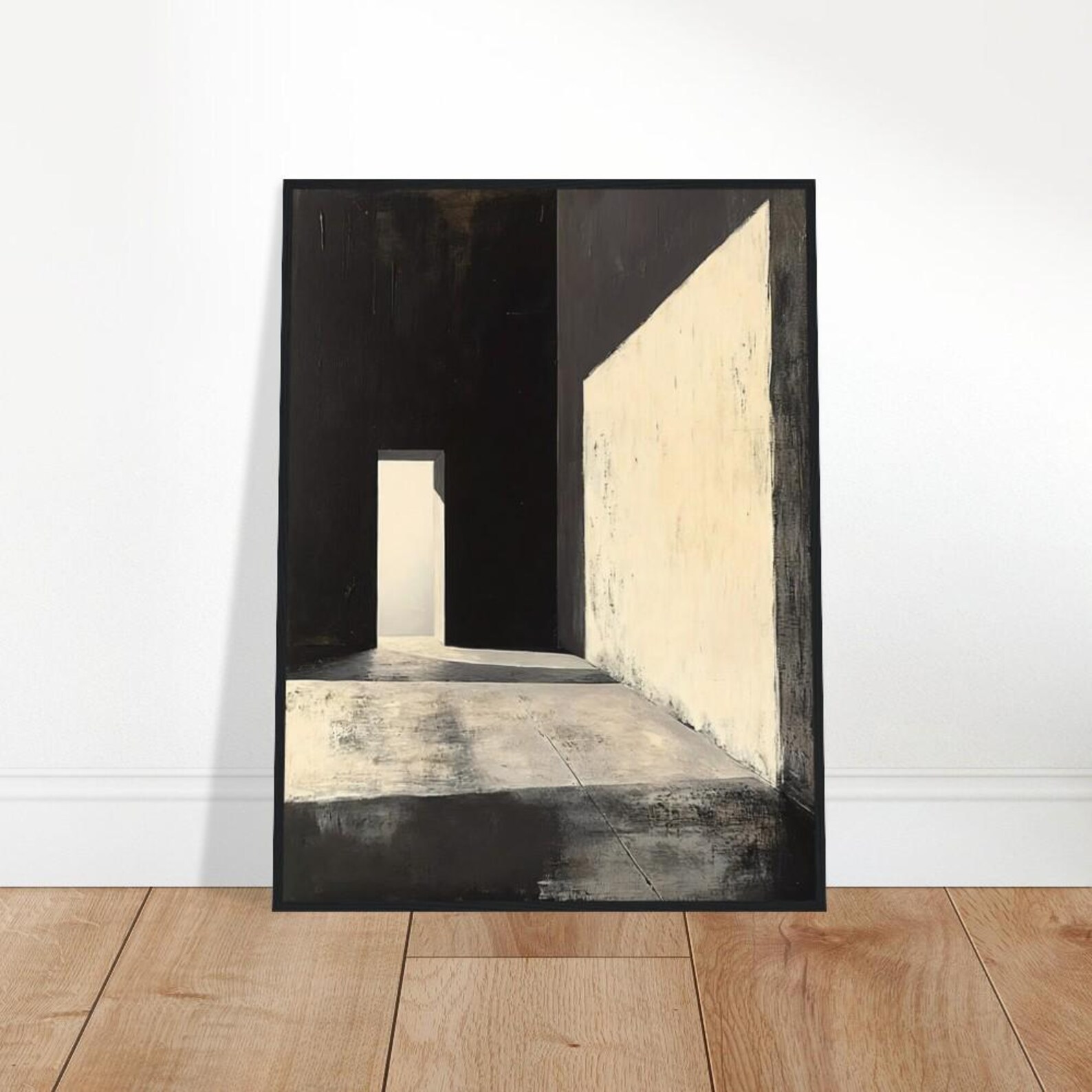 Minimalist Architectural Abstract Art, Monochrome Light and Shadow Wall ...