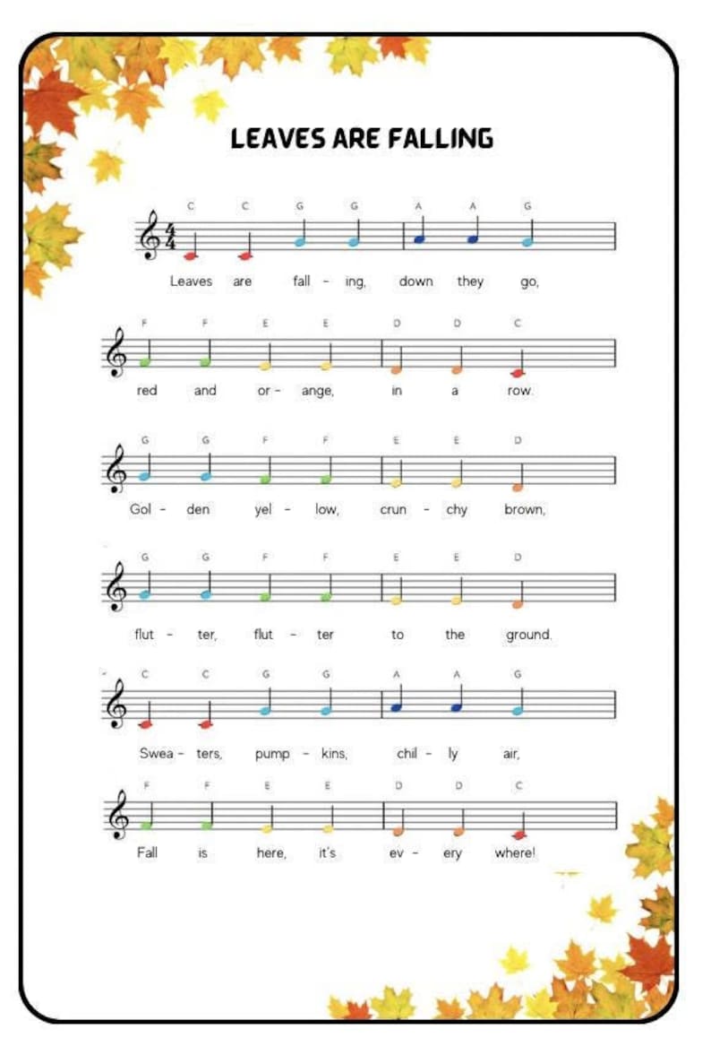 Leaves Are Falling Sheet Music for Baby Einstein Piano (digital ...