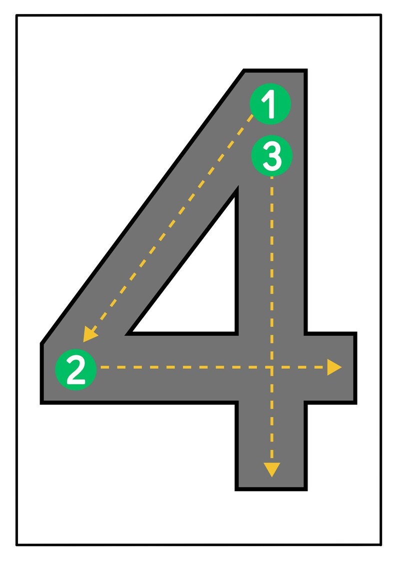 Race Track Numbers, Learn to Write 1-9 and Recognize Numbers - Etsy
