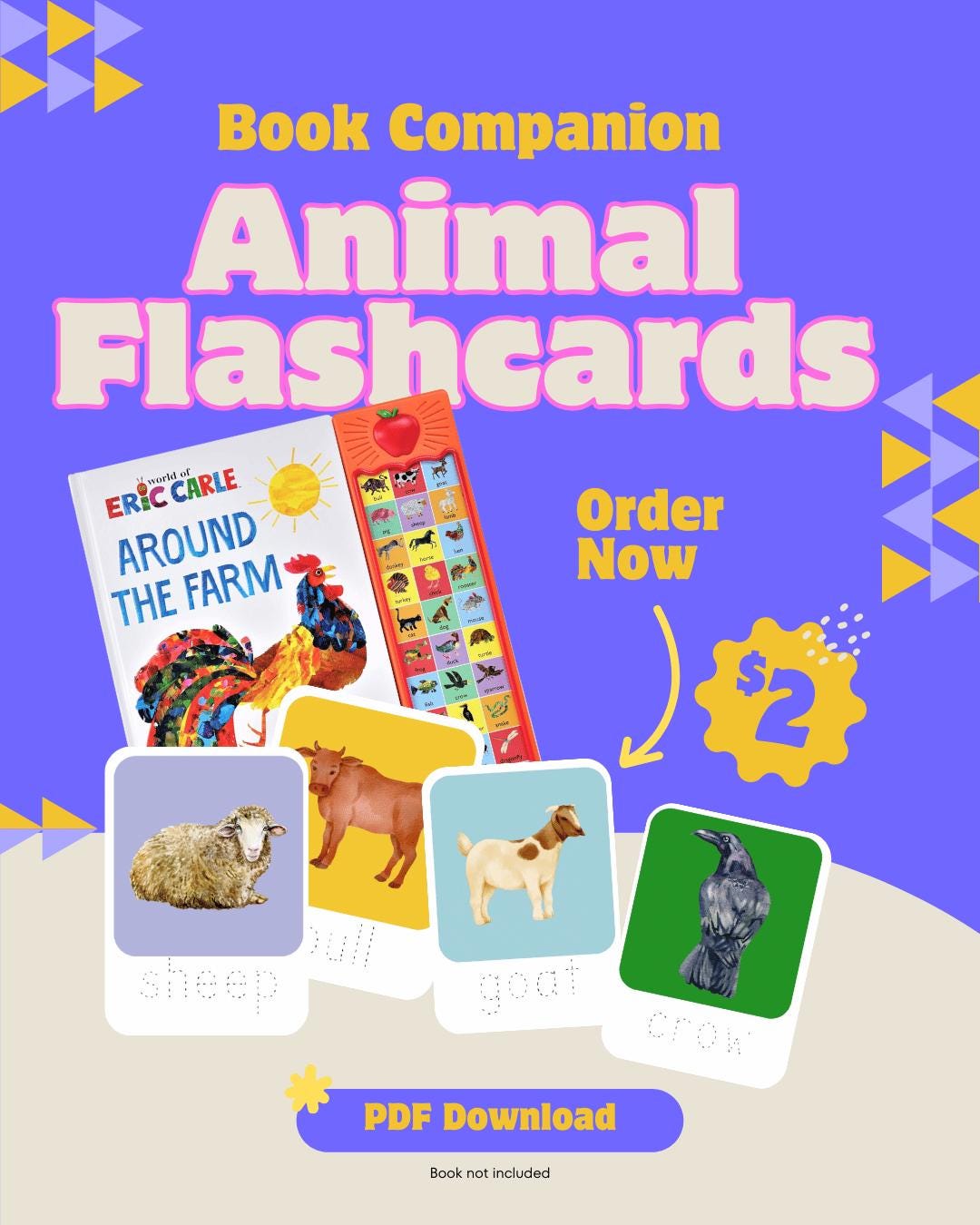 Eric Carle Farm Animal Flashcards | Traceable Names (PDF Printable) - Etsy