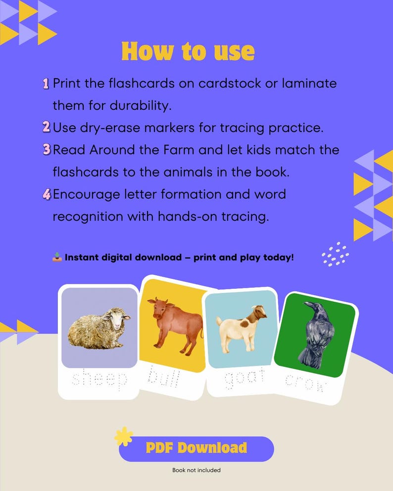 Eric Carle Farm Animal Flashcards | Traceable Names (PDF Printable) - Etsy