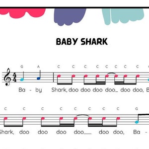 Baby Shark Easy Sheet Music for Baby Einstein Paino - Etsy