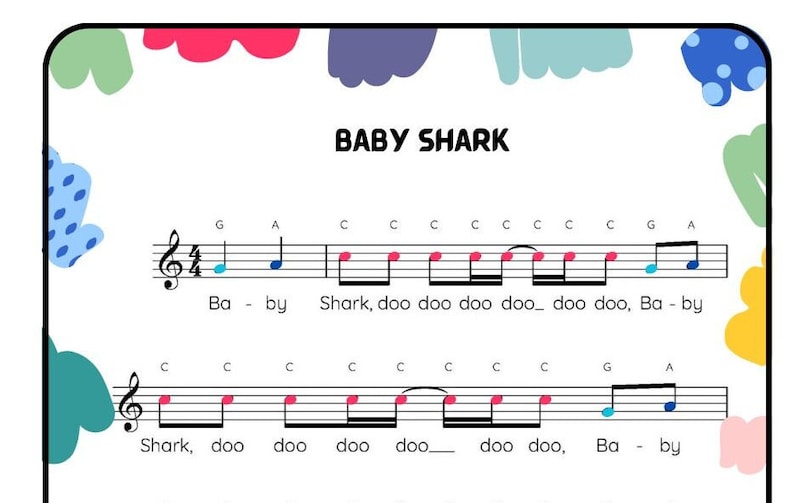 Baby Shark Easy Sheet Music for Baby Einstein Paino - Etsy
