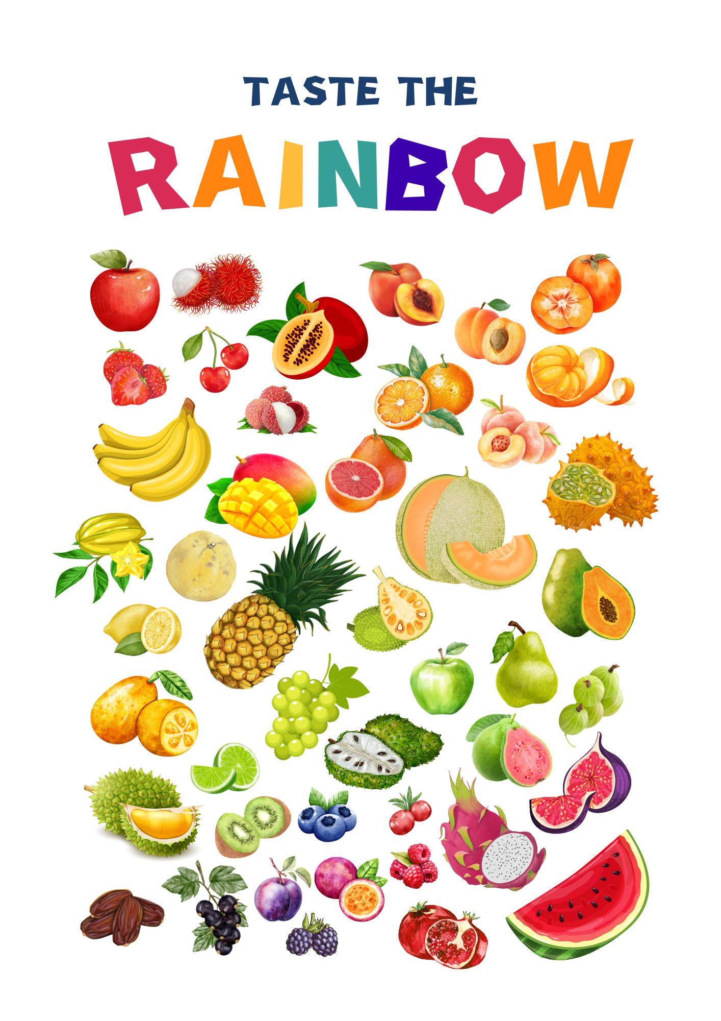 Taste the Rainbow Fruit A3 Poster and Checklist for Toddlers - Etsy