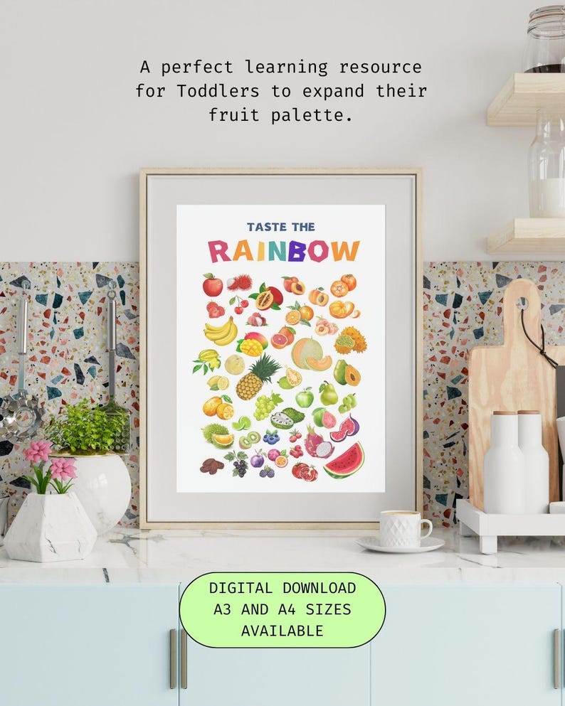 Taste the Rainbow Fruit A3 Poster and Checklist for Toddlers - Etsy