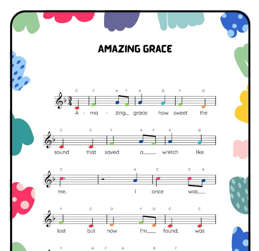 Amazing Grace Easy Sheet Music for Baby Einstein Paino - Etsy