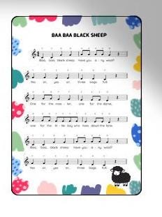 Baa Baa Black Sheep Easy Sheet Music for Baby Einstein Paino - Etsy