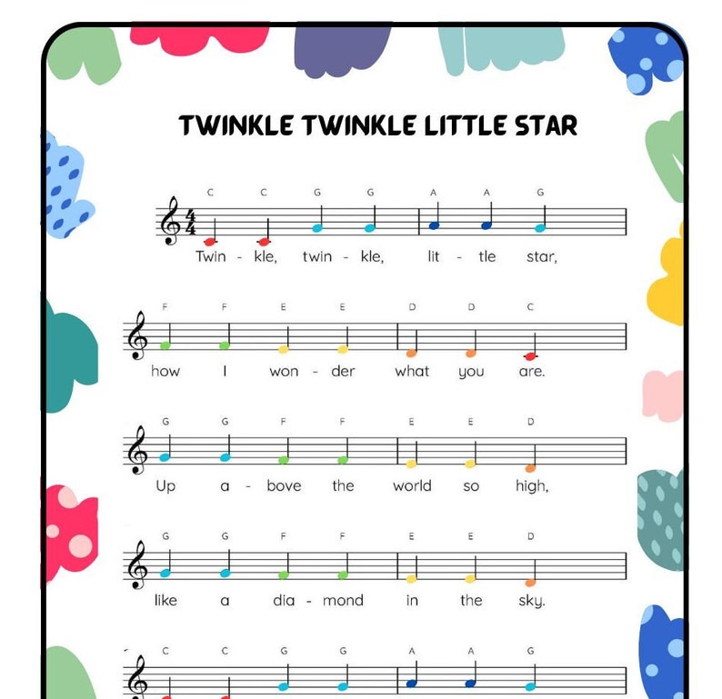 Twinkle Twinkle Little Star Easy Sheet Music for Baby Einstein Paino - Etsy