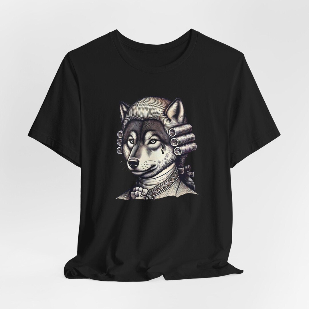 Wolfgang Amadeus T-shirt Edgy Wolf in Mozart Wig Graphic Tee Funny ...