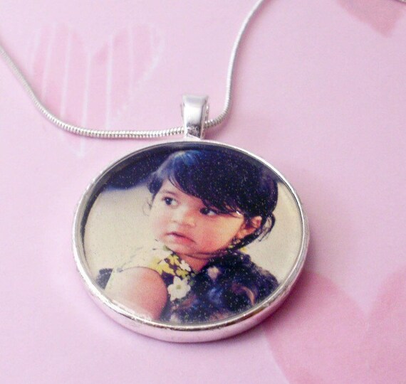 Custom Silver Plated Photo Pendant - Etsy