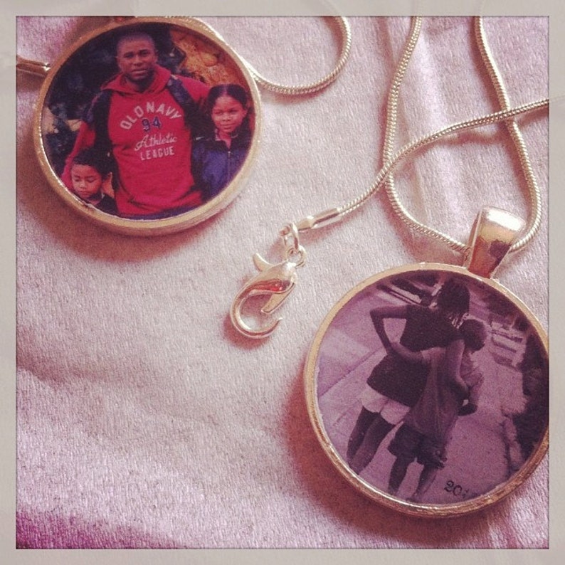 Custom Silver Plated Photo Pendant - Etsy