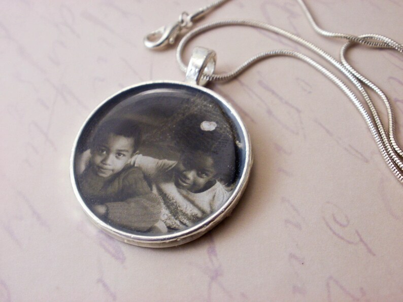 Custom Silver Plated Photo Pendant - Etsy