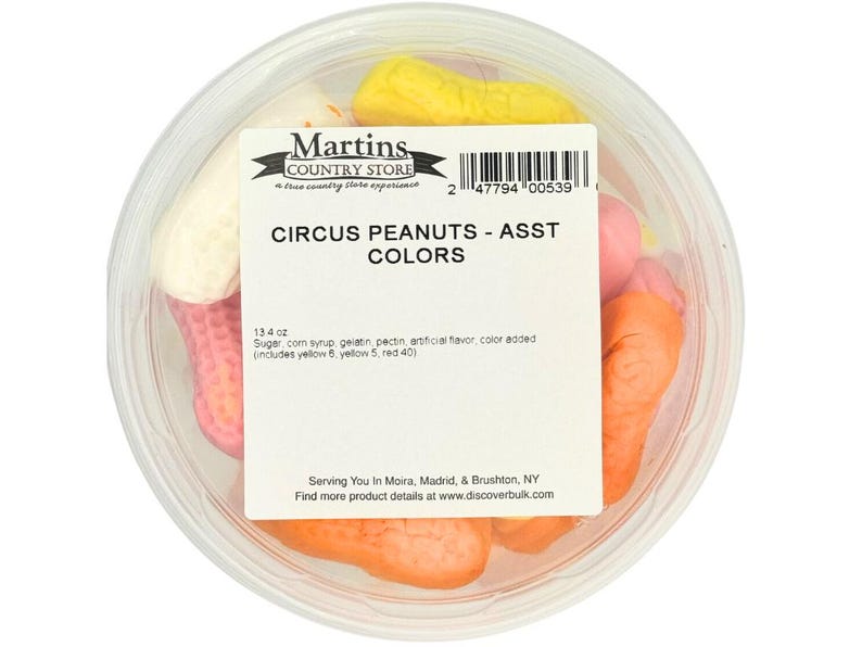 Mixed Fruit Flavored Circus Peanuts 11.4oz, Chewy Peanut Candy, Retro ...