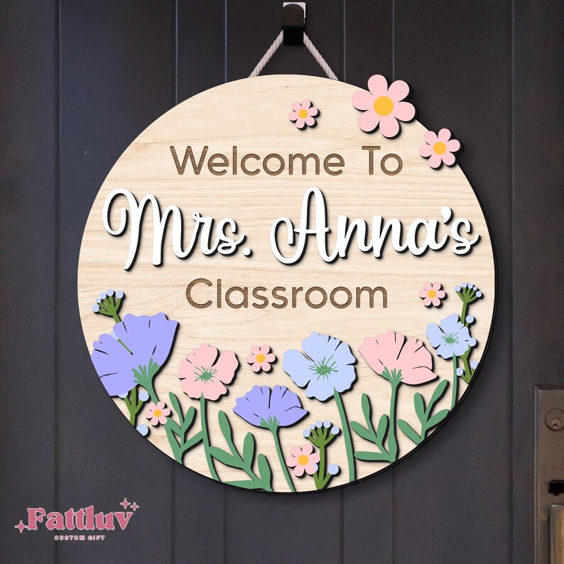 Personalized 3D Teacher Door Sign, Teacher Door Hanger, Classroom Decor ...