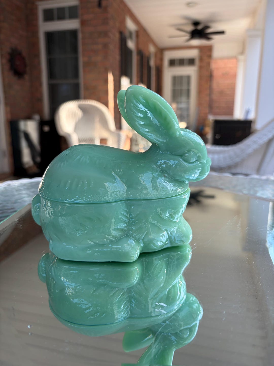 Beautiful Mosser Jadeite Glass 2 Piece Bunny Trinket Bowl - Etsy