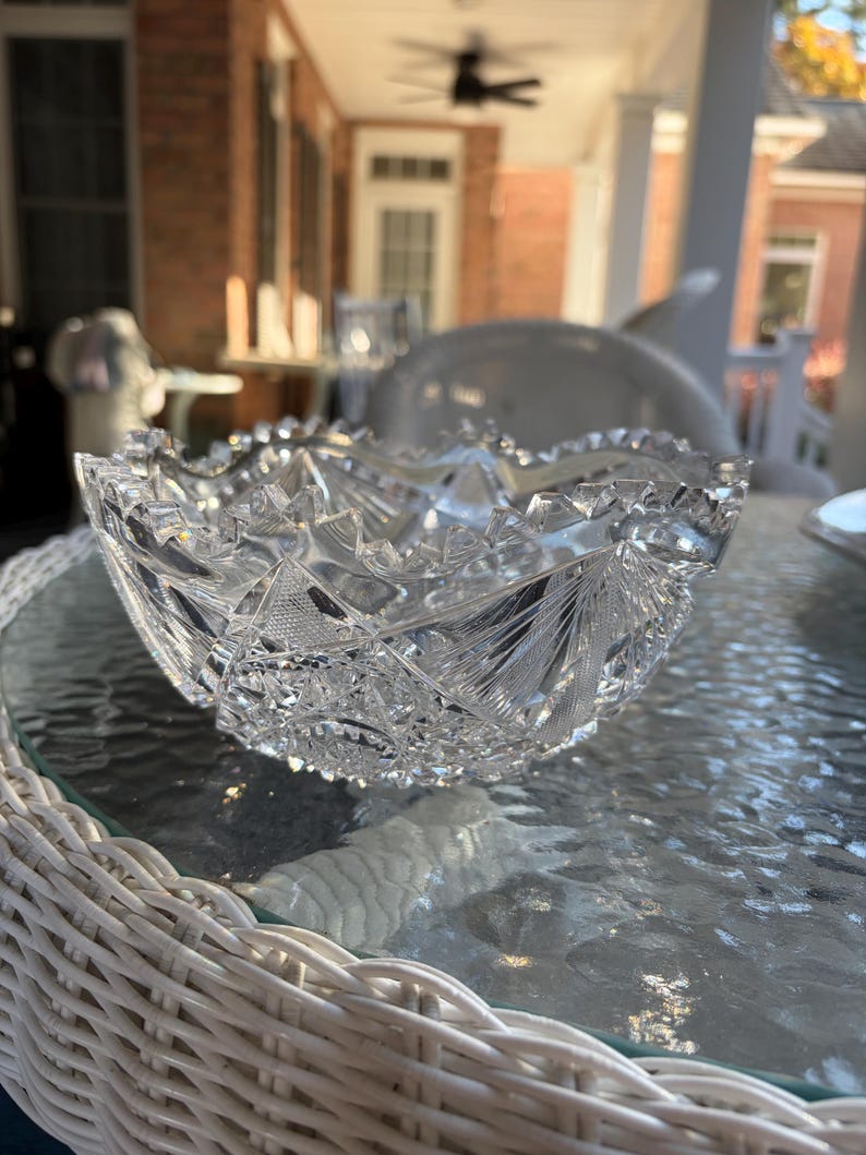 Antique American Brilliant Cut Lead Crystal Glass Decorative Bowl With ...